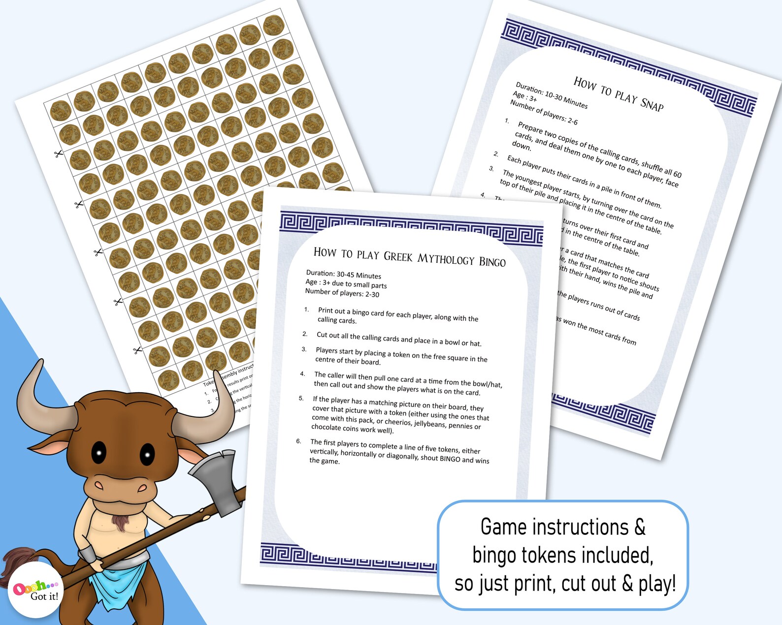 Greek Mythology Bingo, a Fun Printable Ancient Greece Game, for a ...