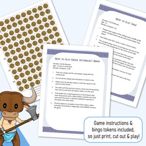 Greek Mythology Bingo, a Fun Printable Ancient Greece Game, for a ...
