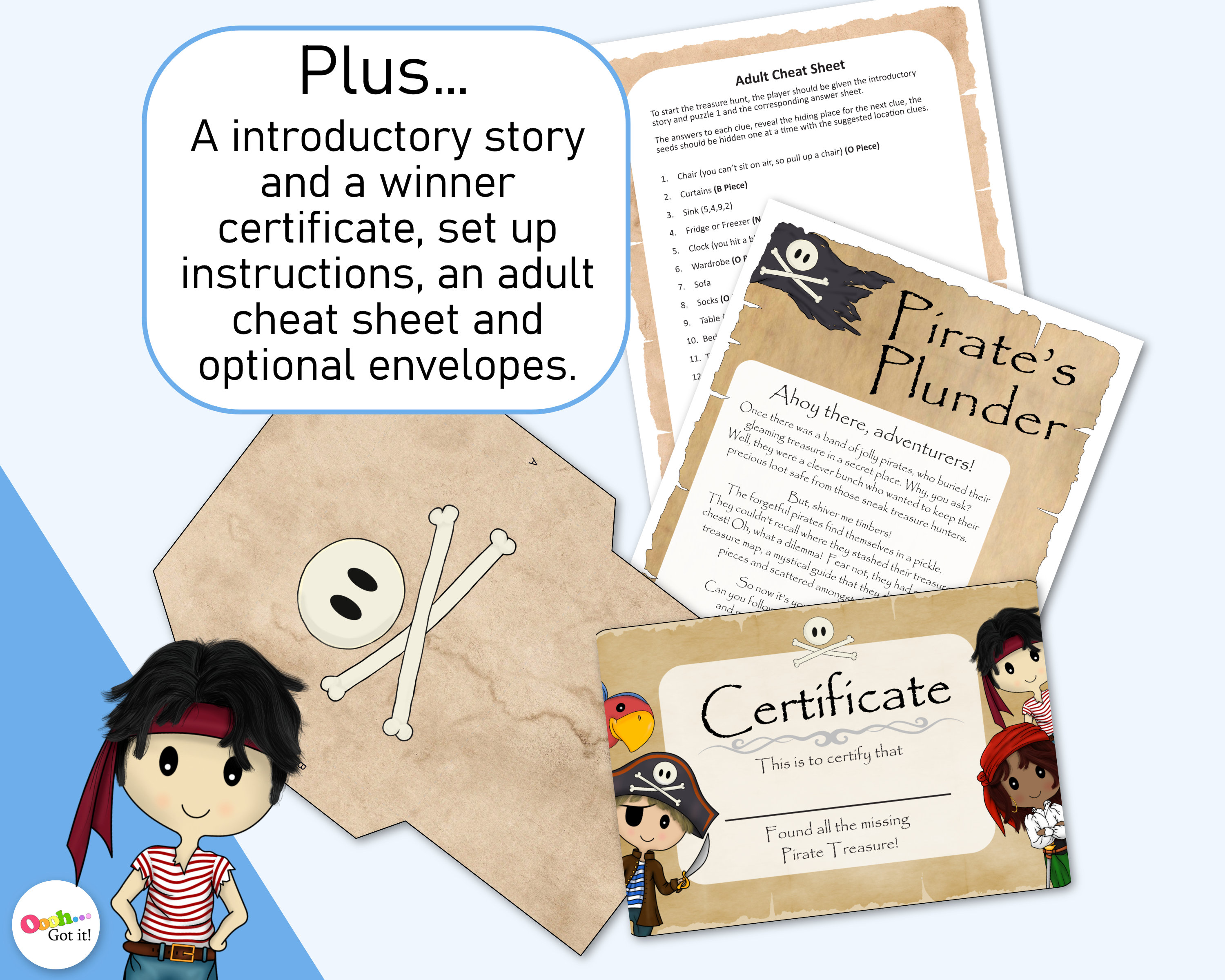 Pirate Treasure Hunt, a Printable, Indoor, Scavenger Hunt With Puzzles ...