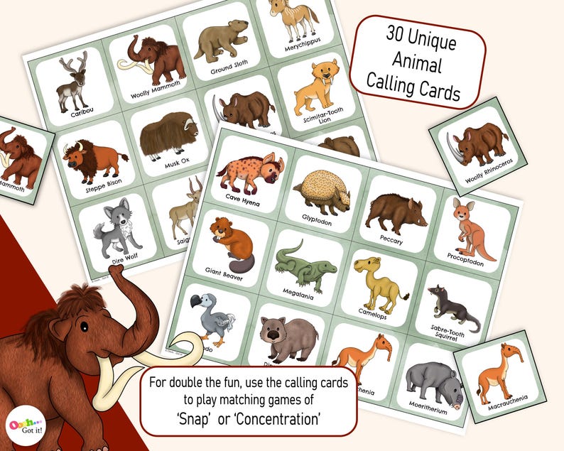 Prehistoric Animals Bingo - a Printable Ice Age Party Game, a Fun ...