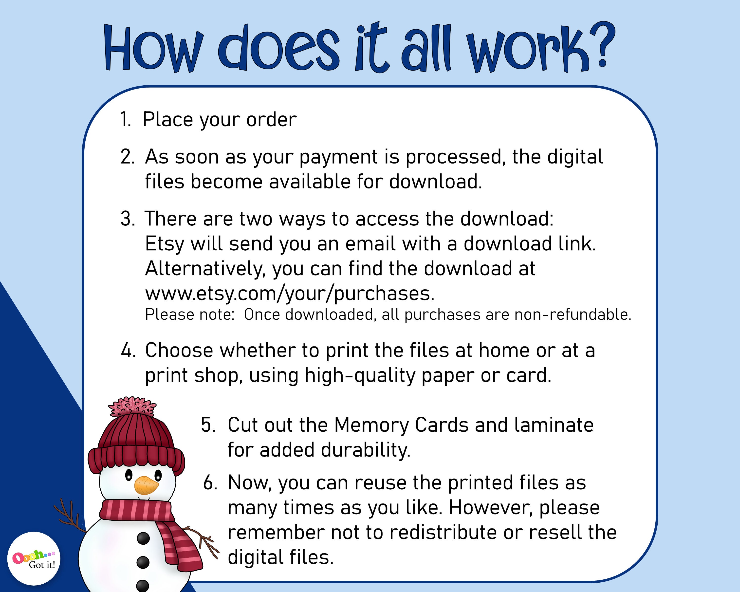Snowman Memory Card Game, a Printable Winter Picture Matching Game for ...
