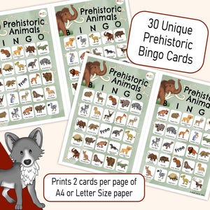 Prehistoric Animals Bingo - a Printable Ice Age Party Game, a Fun ...