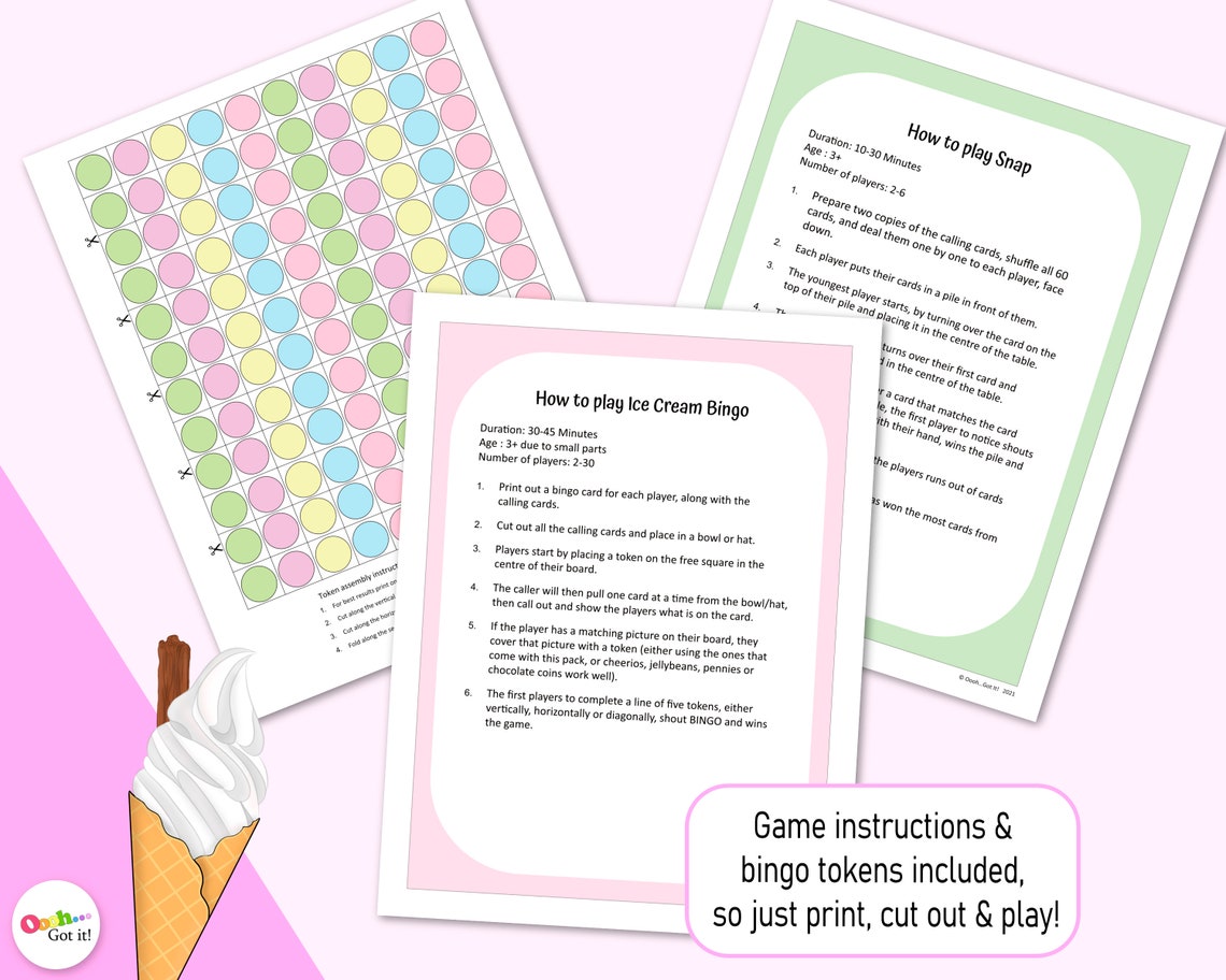 Ice Cream Bingo a Printable Sweet Party Game Summer Fun for - Etsy UK