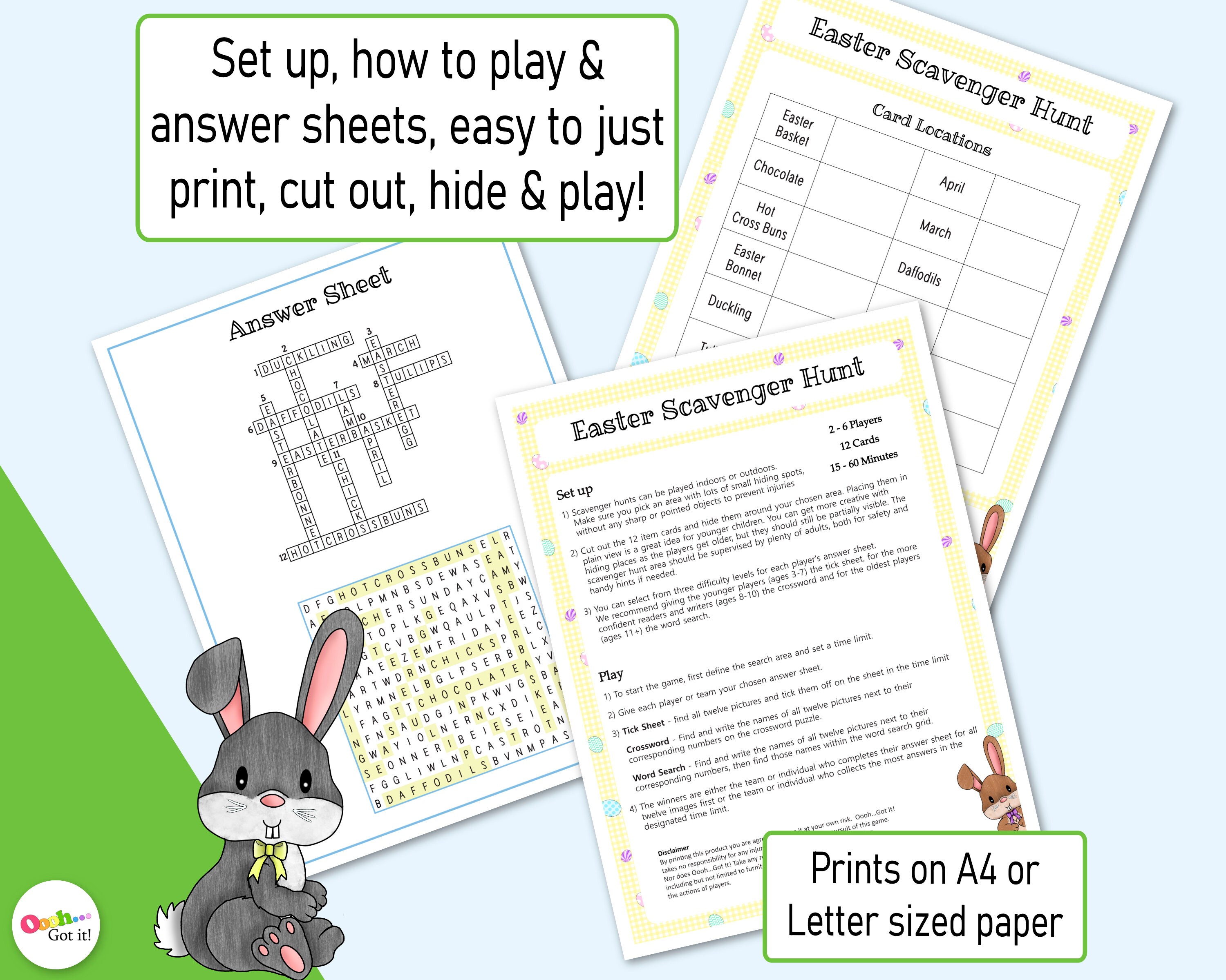 Easter Scavenger Hunt, a Printable Easter Egg Picture Matching Family ...
