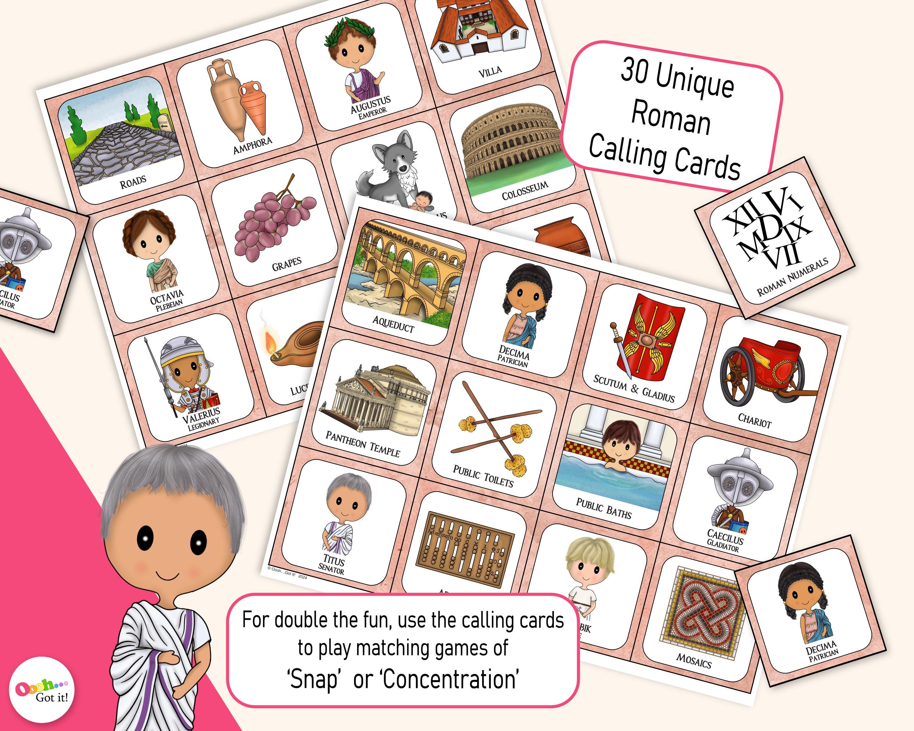 Ancient Rome Bingo, a Printable Roman Party Game, for a Roman Empire ...
