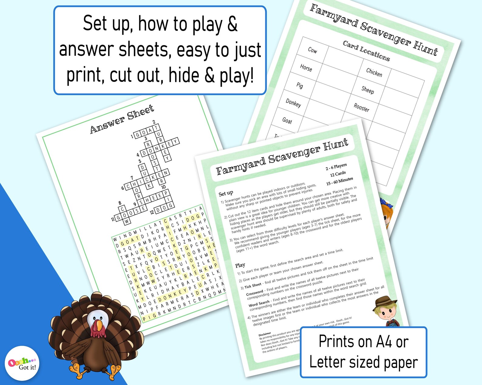 Farm Animal Scavenger Hunt, a Printable Barnyard Picture Treasure Hunt ...