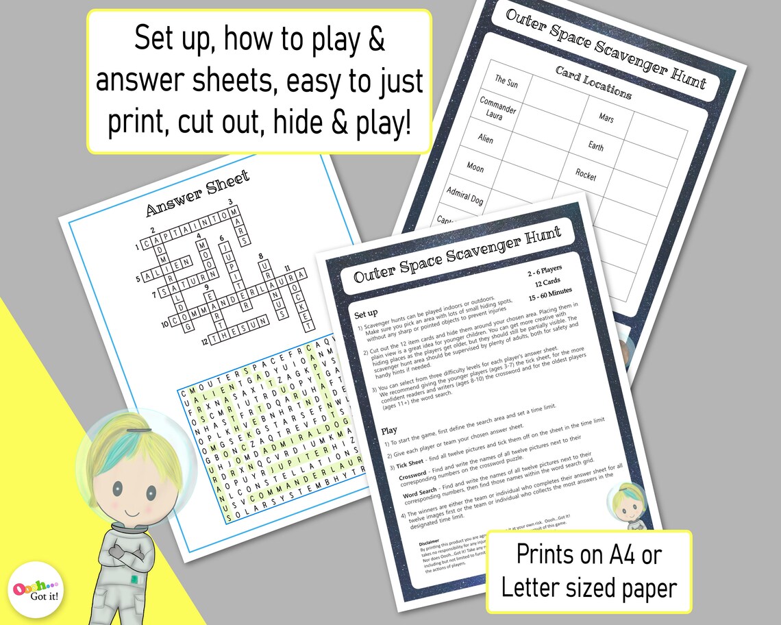 Space Scavenger Hunt, a Printable Alien Party Game, or Kids Solar ...