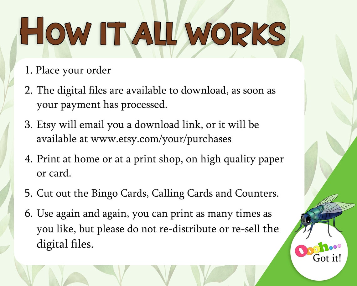 Bug Bingo a Printable Creepy Crawler Party Game a Insect - Etsy
