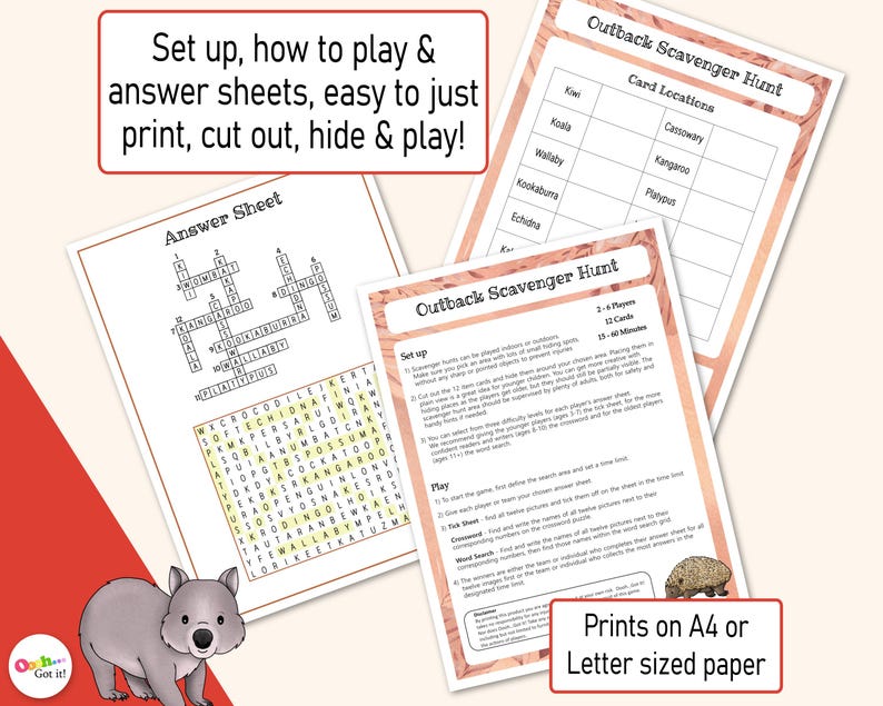 Australian & New Zealand Animal Scavenger Hunt – A Printable Aussie and ...