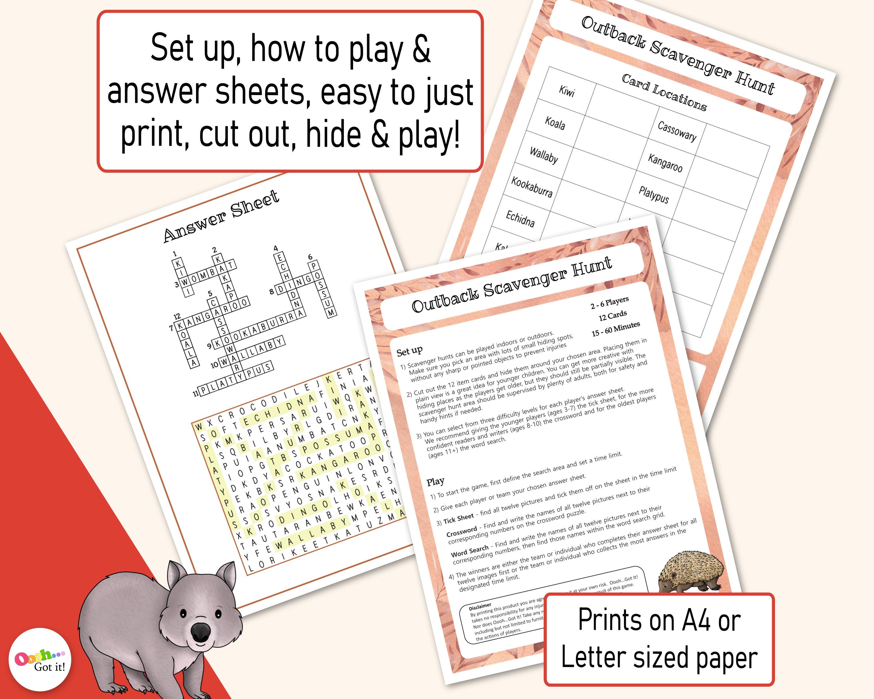 Australian & New Zealand Animal Scavenger Hunt – A Printable Aussie and ...