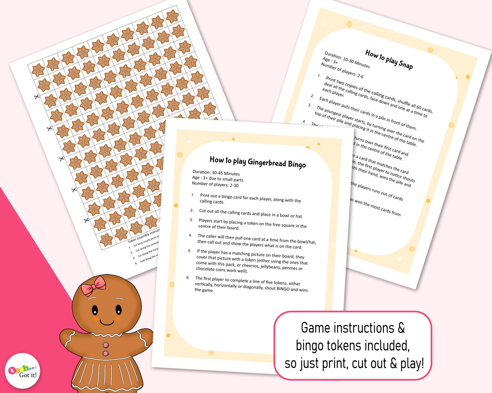Gingerbread Bakery Bingo, a Printable Christmas Baking Party Game, for ...