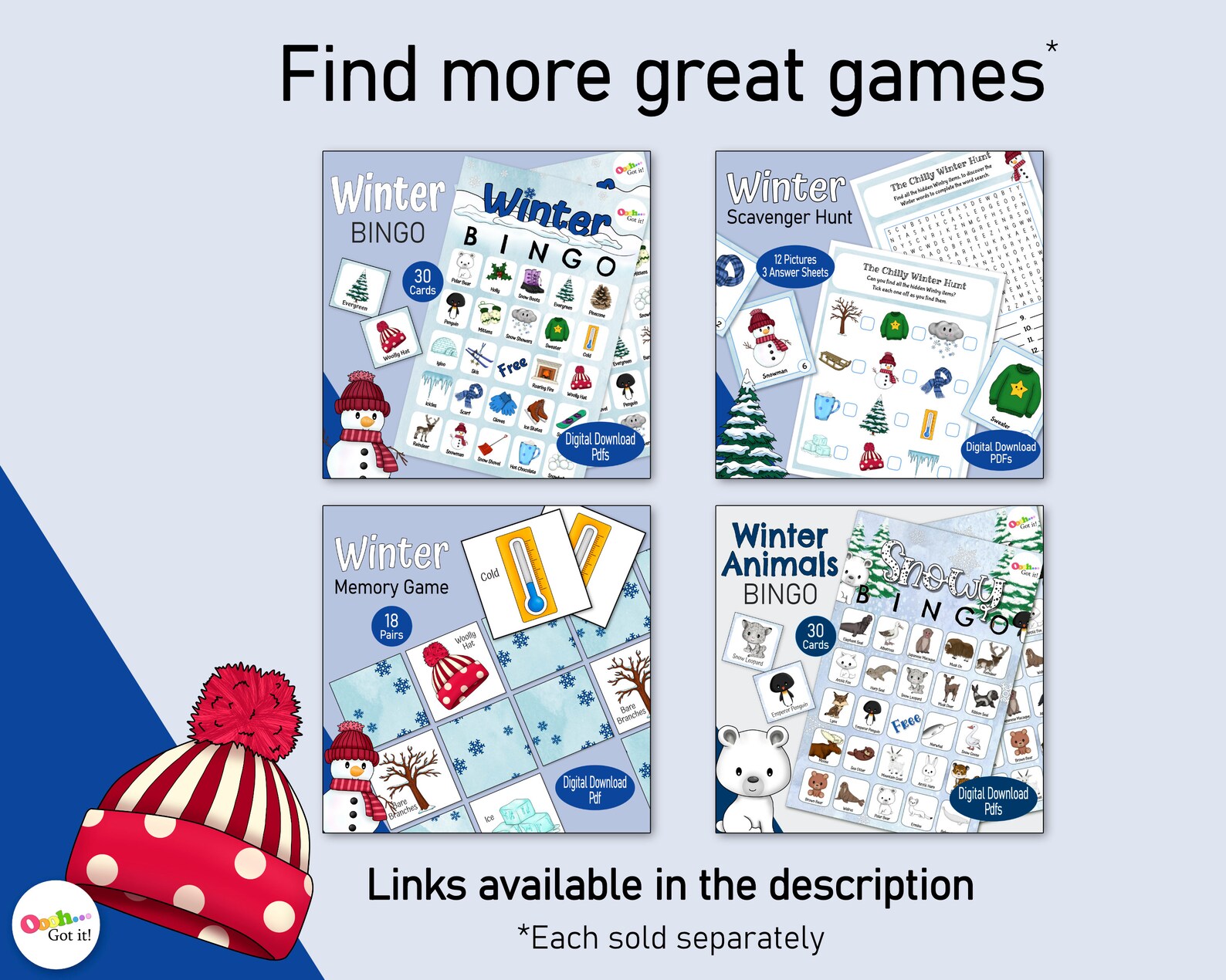 Winter Wonderland Dominoes, a Fun Printable Picture Matching Game for ...