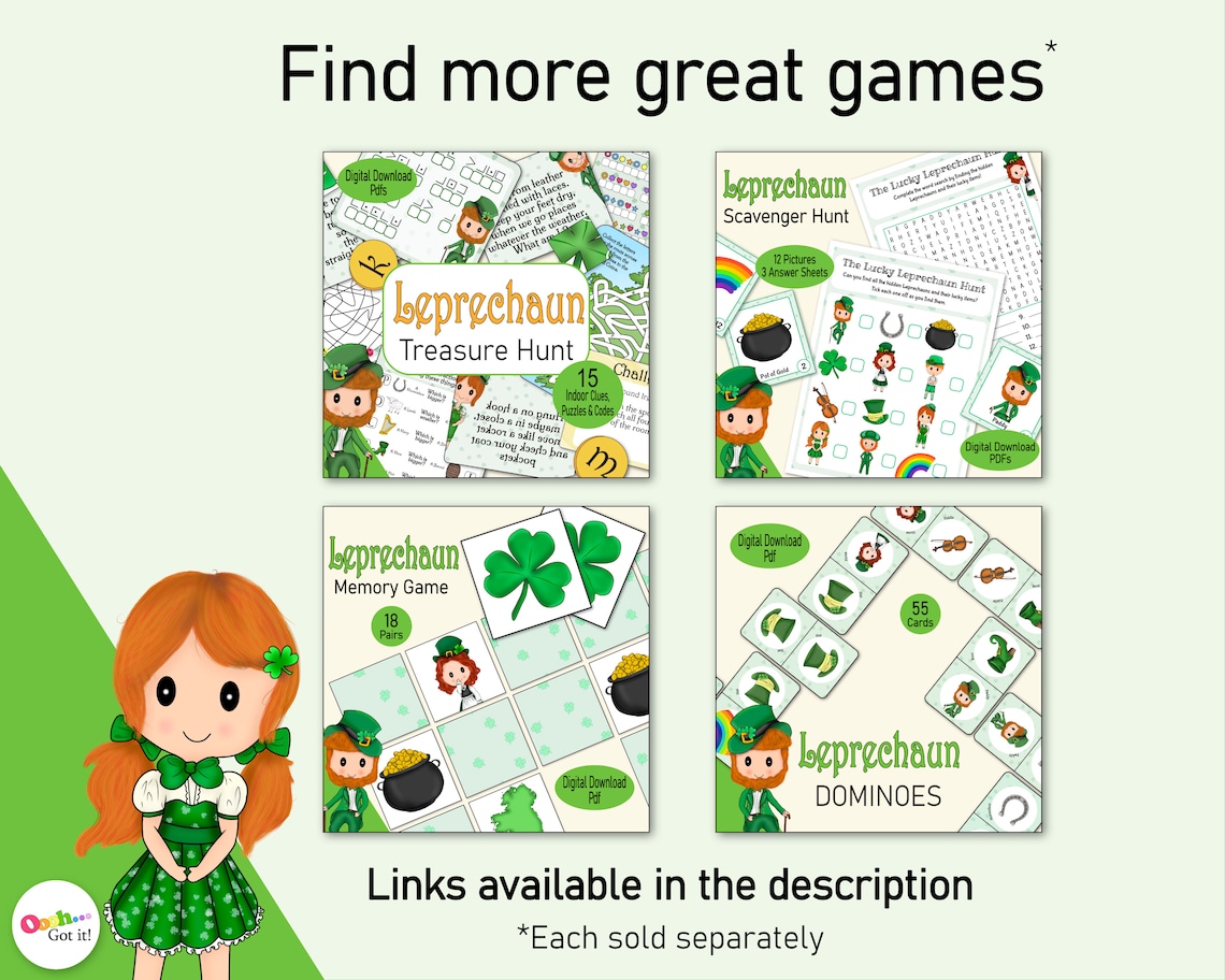 St. Patrick's Day Bingo, a Printable Leprechaun Game, a Irish Shamrock ...