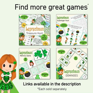 St. Patrick's Day Bingo, a Printable Leprechaun Game, a Irish Shamrock ...