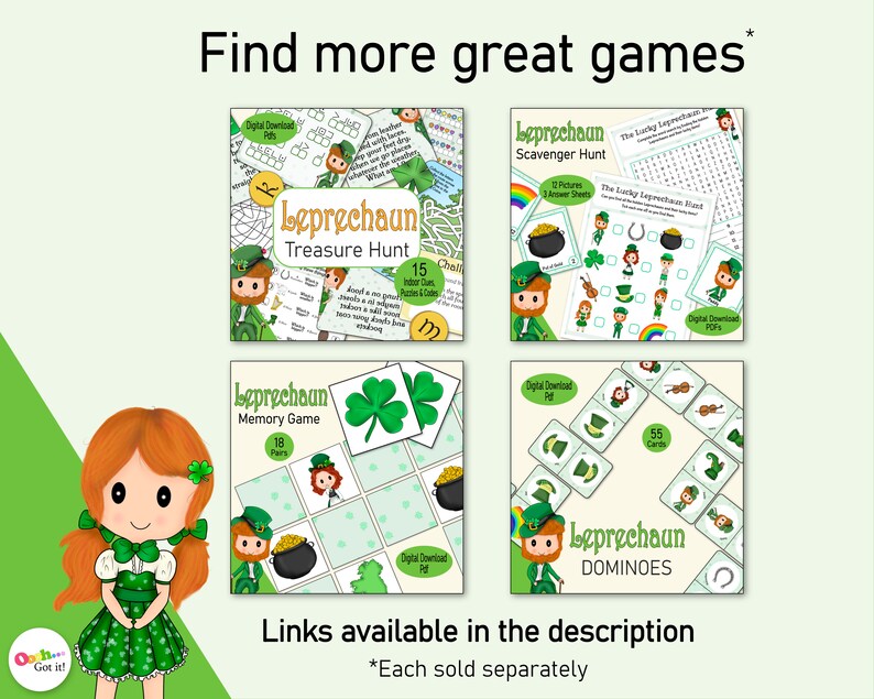 St. Patrick's Day Bingo, a Printable Leprechaun Game, a Irish Shamrock ...