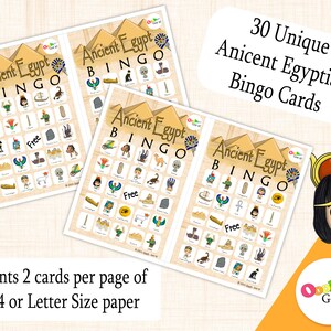 Ancient Egyptian Bingo Cards a Printable Mummy Party Game - Etsy UK