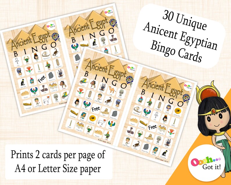 Ancient Egyptian Bingo Cards a Printable Mummy Party Game - Etsy UK