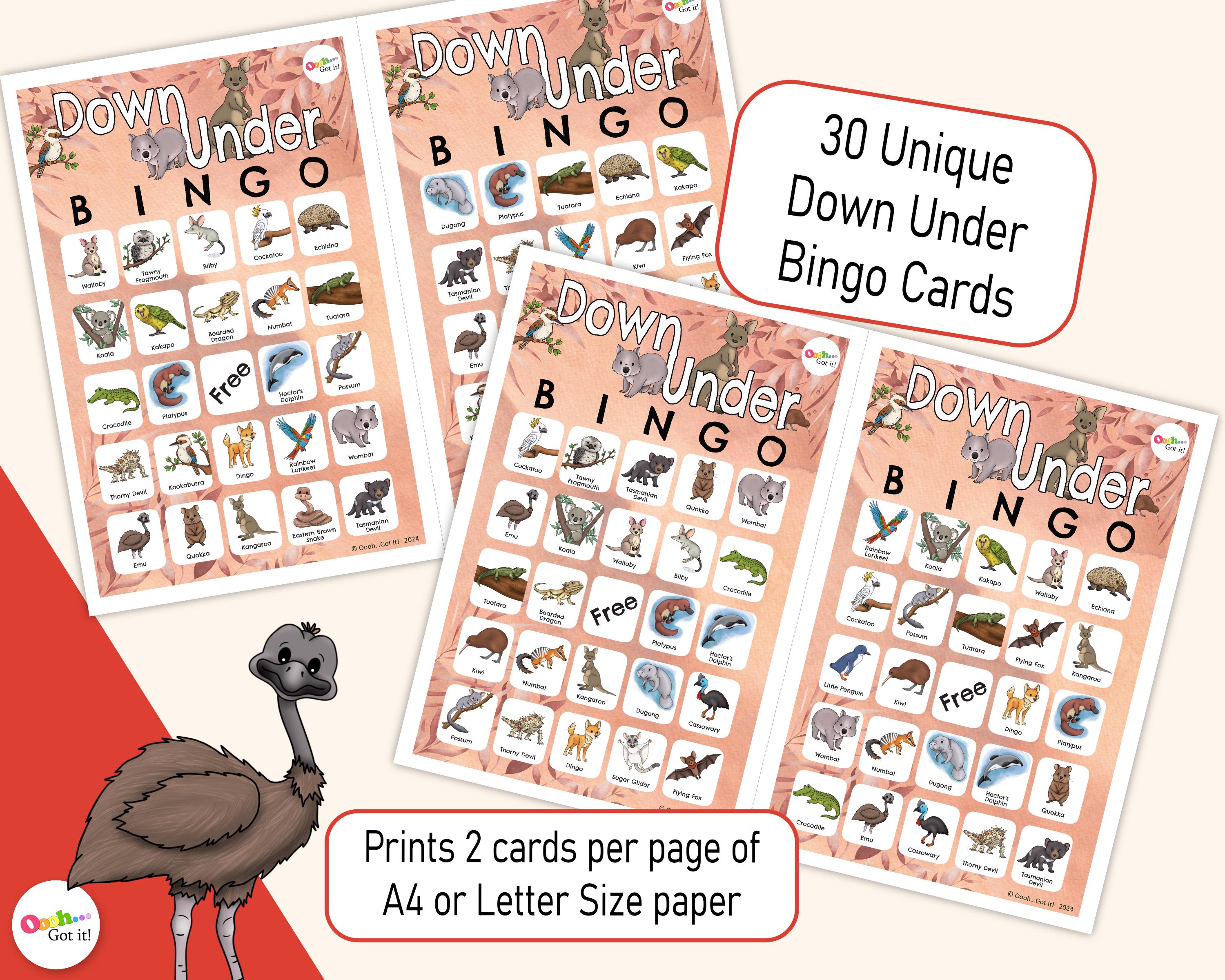 Australian Animals Bingo - a Printable Game With Aussie & New Zealand ...