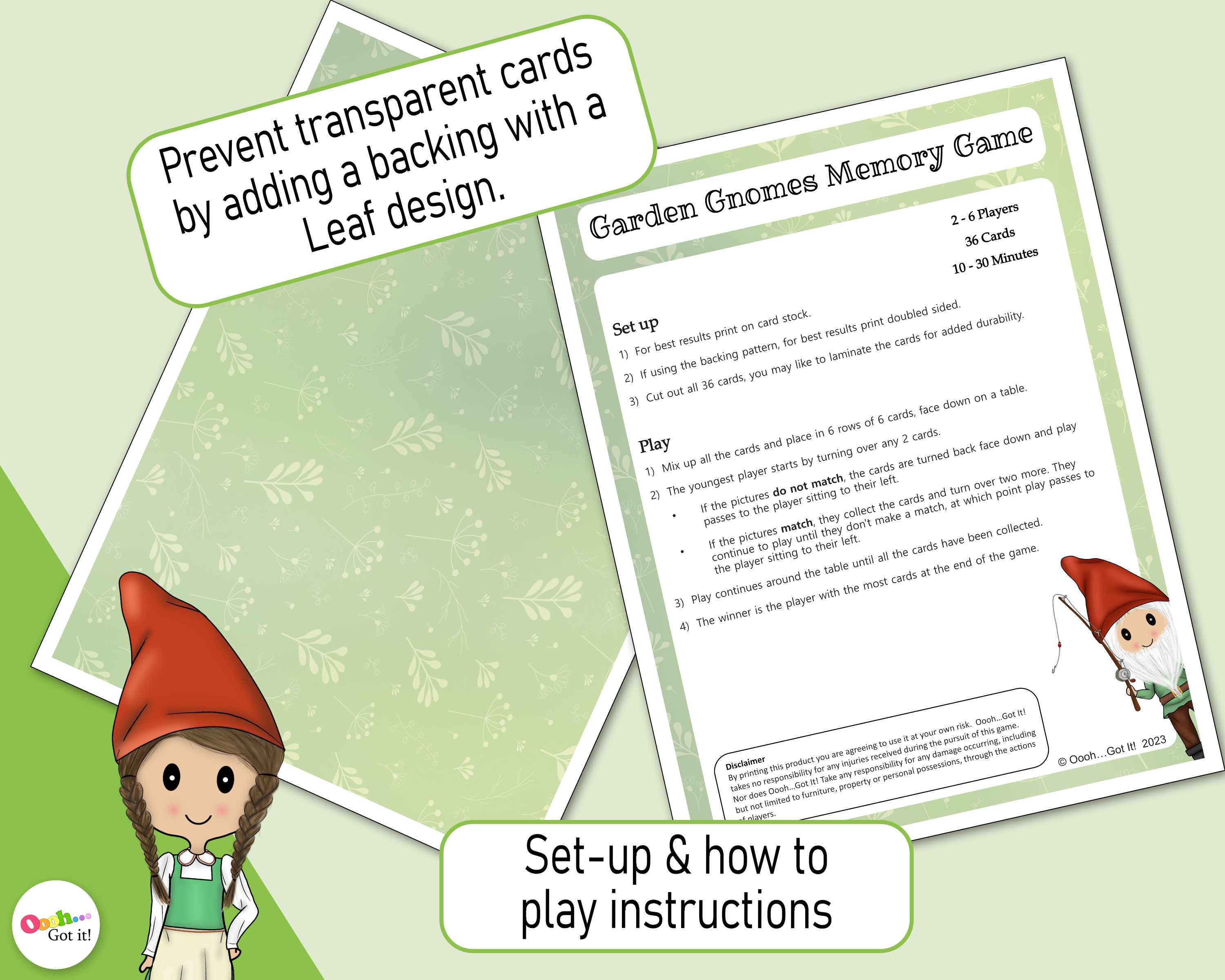 Garden Gnome Memory Card Game Printable Summer Activity for - Etsy