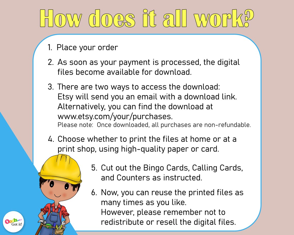 Toolbox Bingo, a Printable Construction Party Game, 30 Bingo Cards for ...