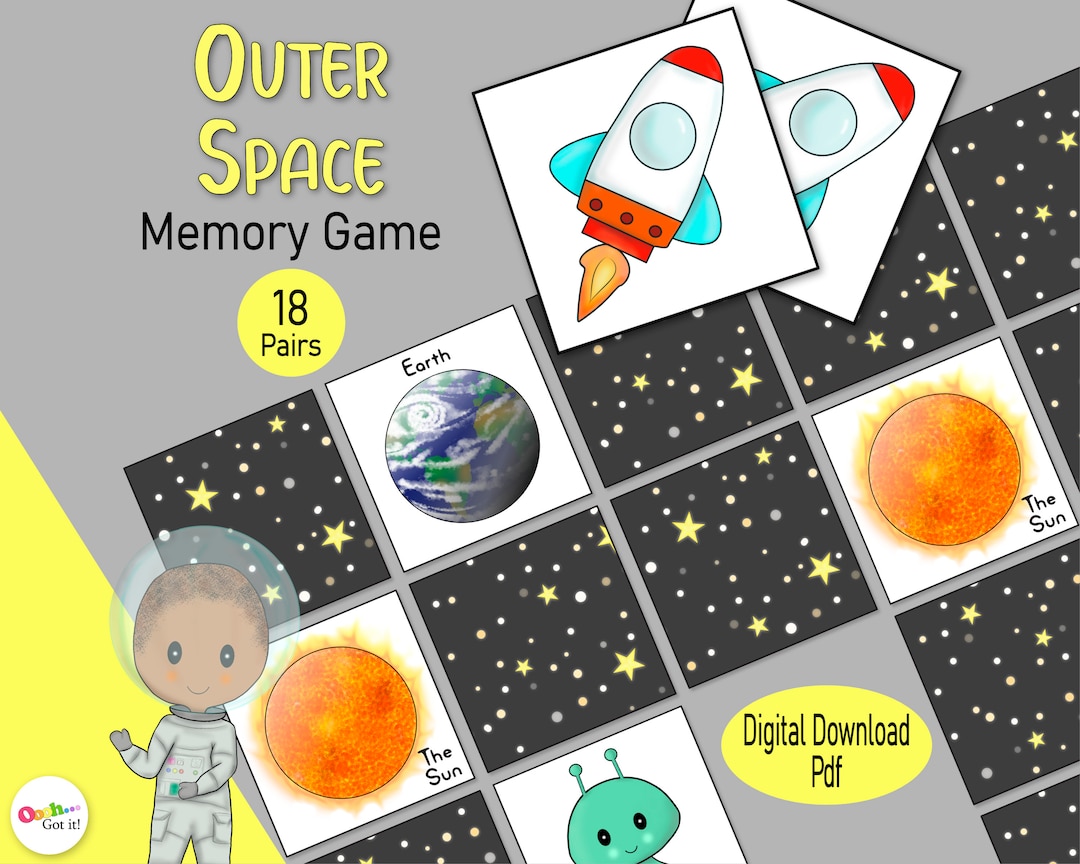 Space Memory Card Game, a Printable Picture Matching Solar System ...