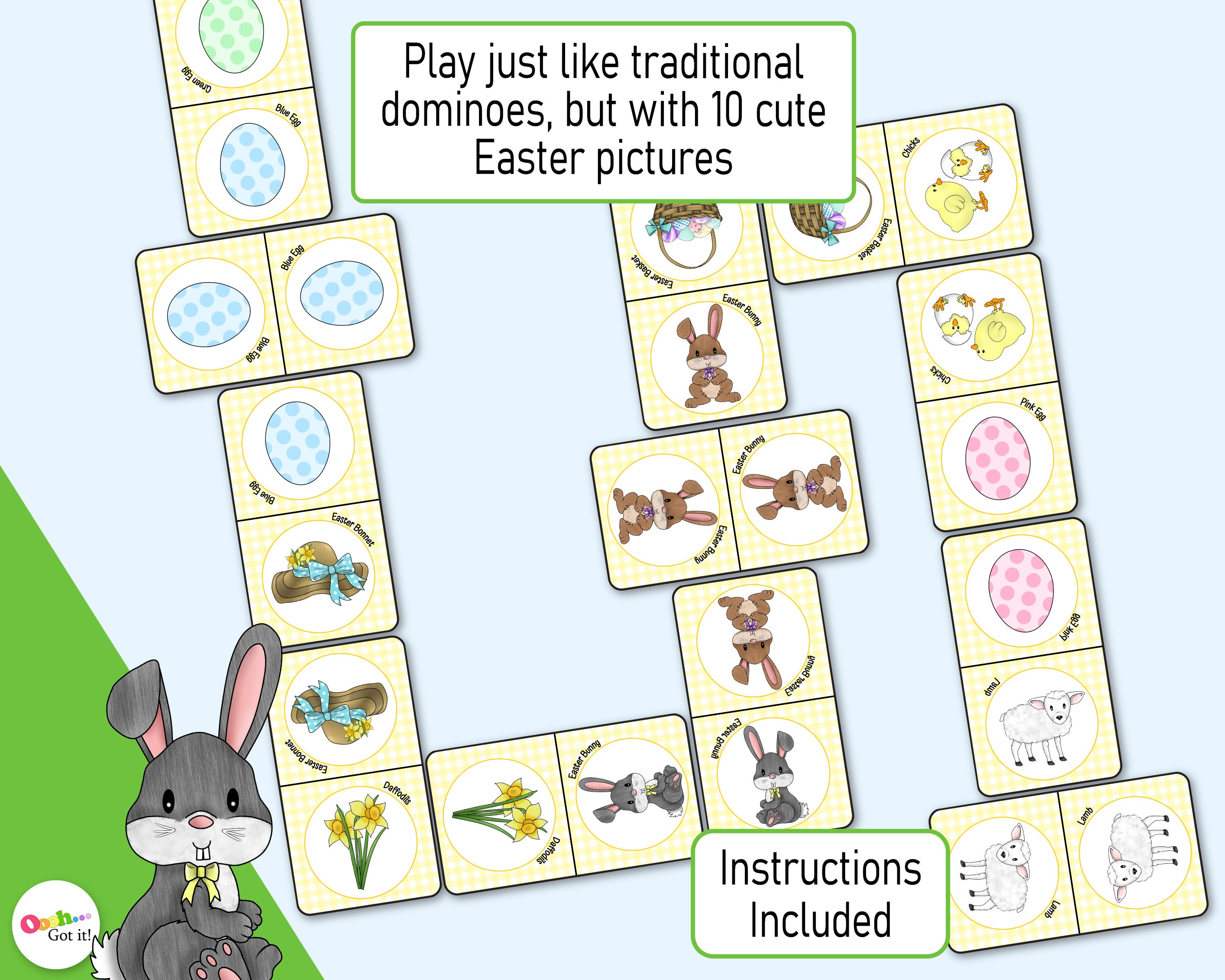 Easter Picture Dominoes, a Printable Party Game, Pre-school Activity ...