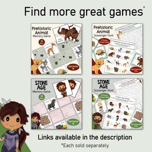 Stone Age Bingo Cards, a Printable Prehistoric Party Game, Kids ...