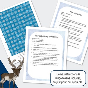 Winter Animals Bingo, a Printable Snowy Day, Frosty Kids Activity, for ...