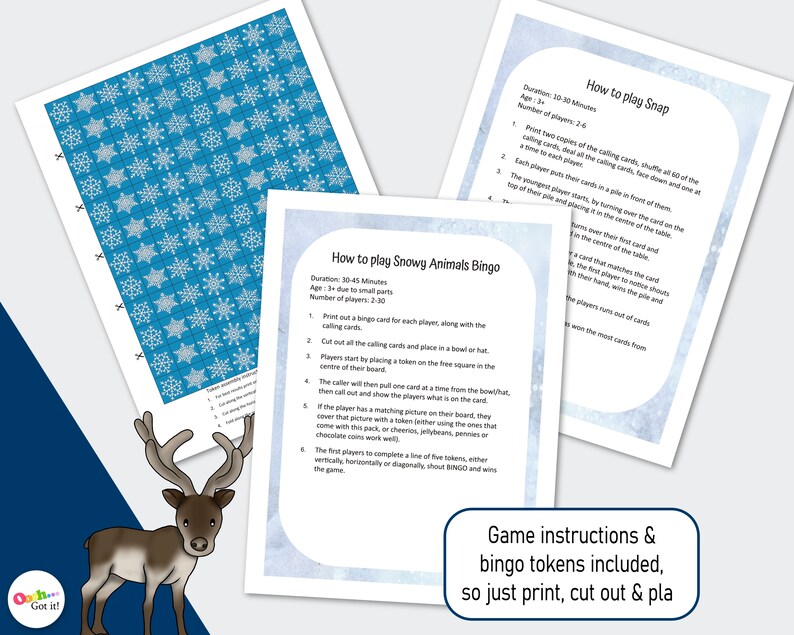 Winter Animals Bingo, a Printable Snowy Day, Frosty Kids Activity, for ...