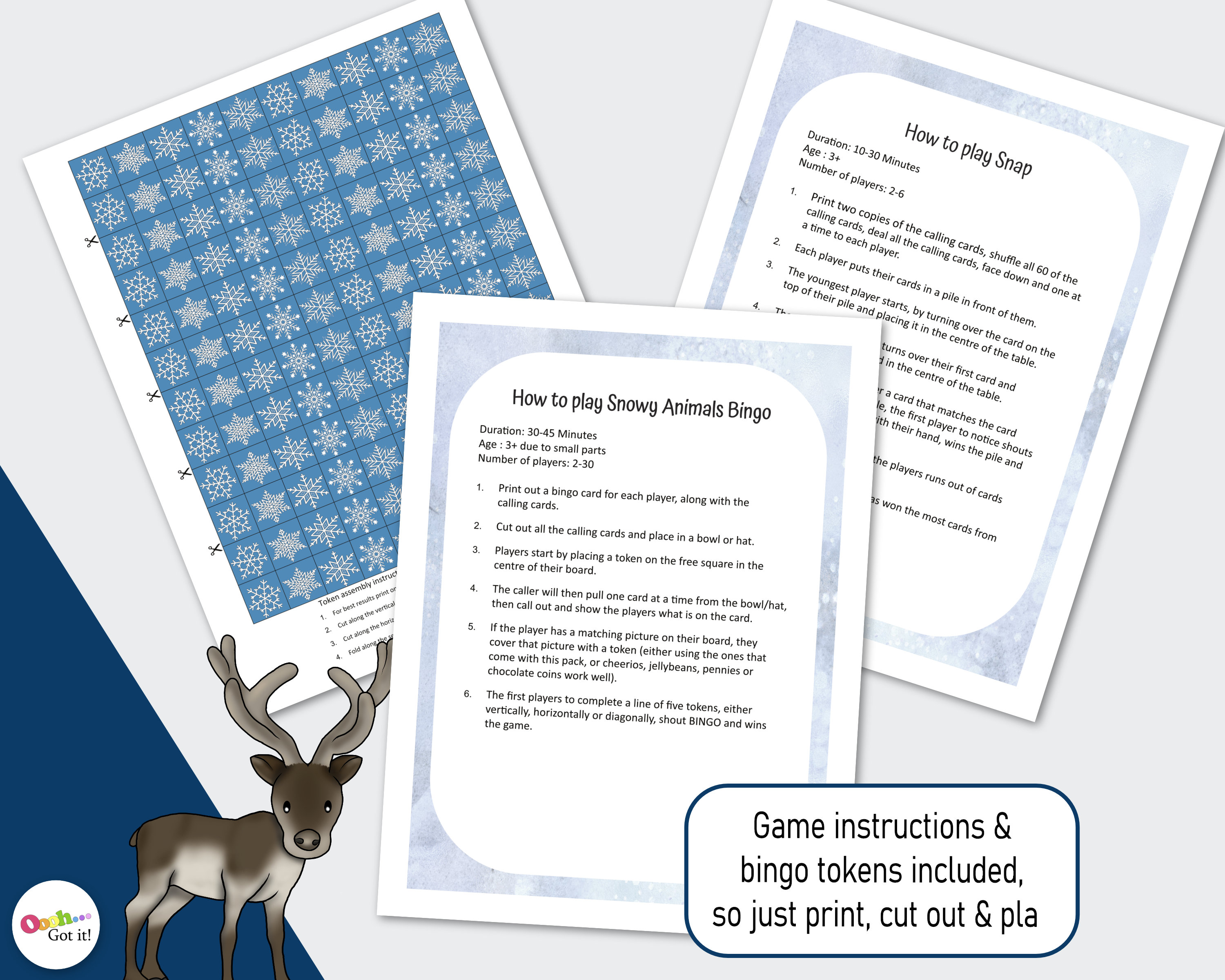 Winter Animals Bingo, a Printable Snowy Day, Frosty Kids Activity, for ...