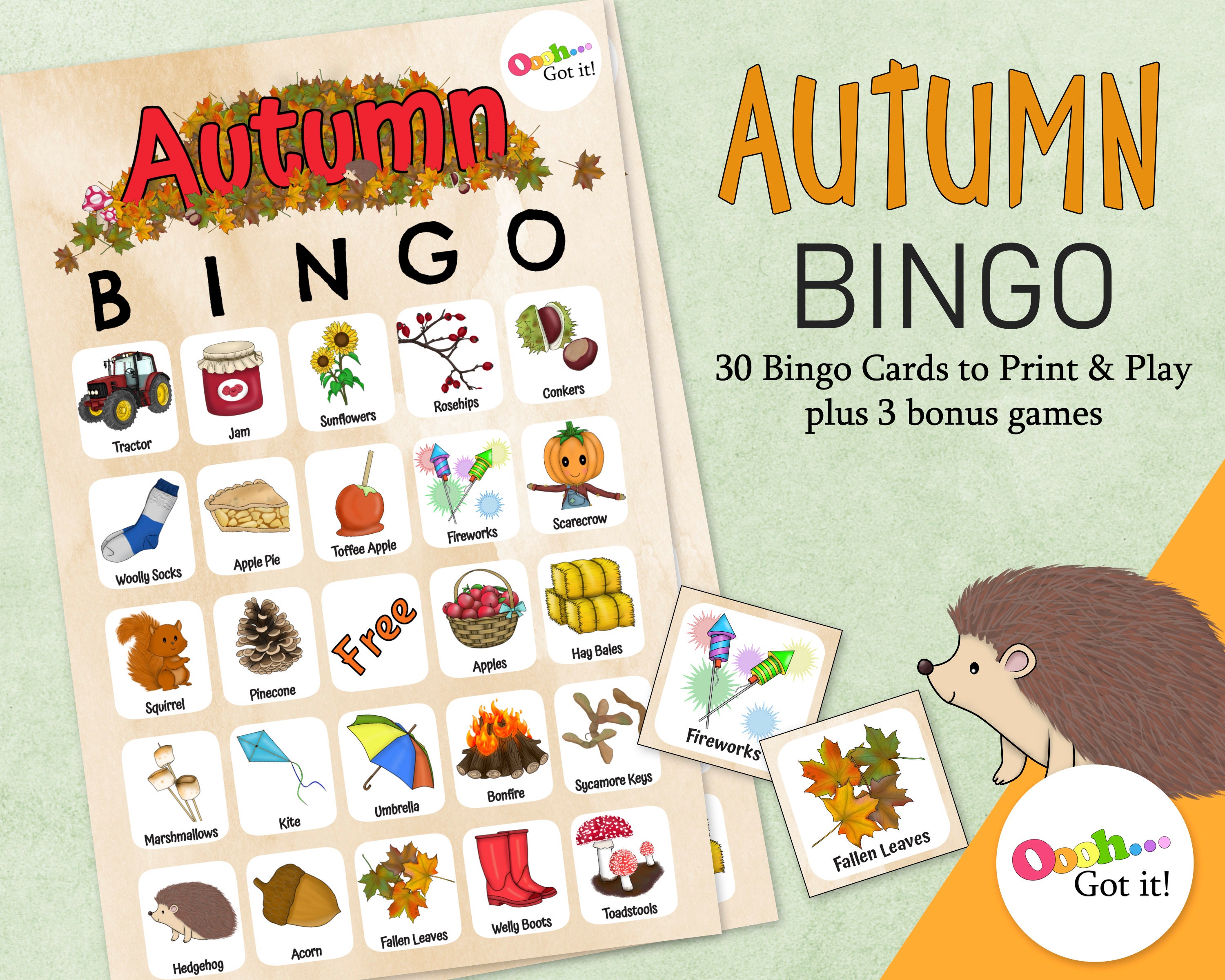 Autumn Bingo Cards a Fall Printable Kids Activity a - Etsy UK