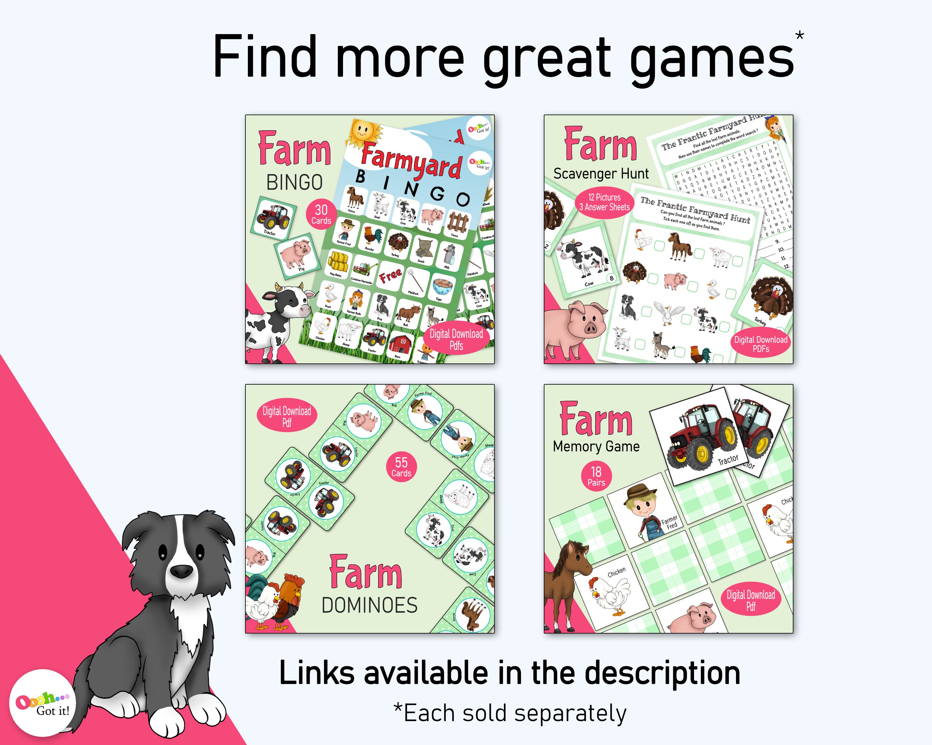 Farm Animal Memory Game, a Printable Picture Matching Card Game for ...