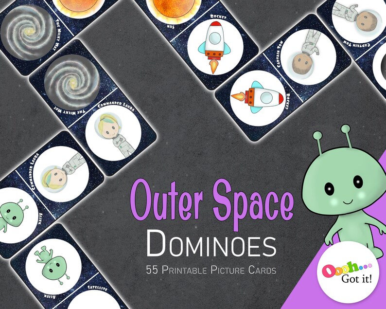Outer Space Dominoes a Printable Alien Kids Activity Game - Etsy