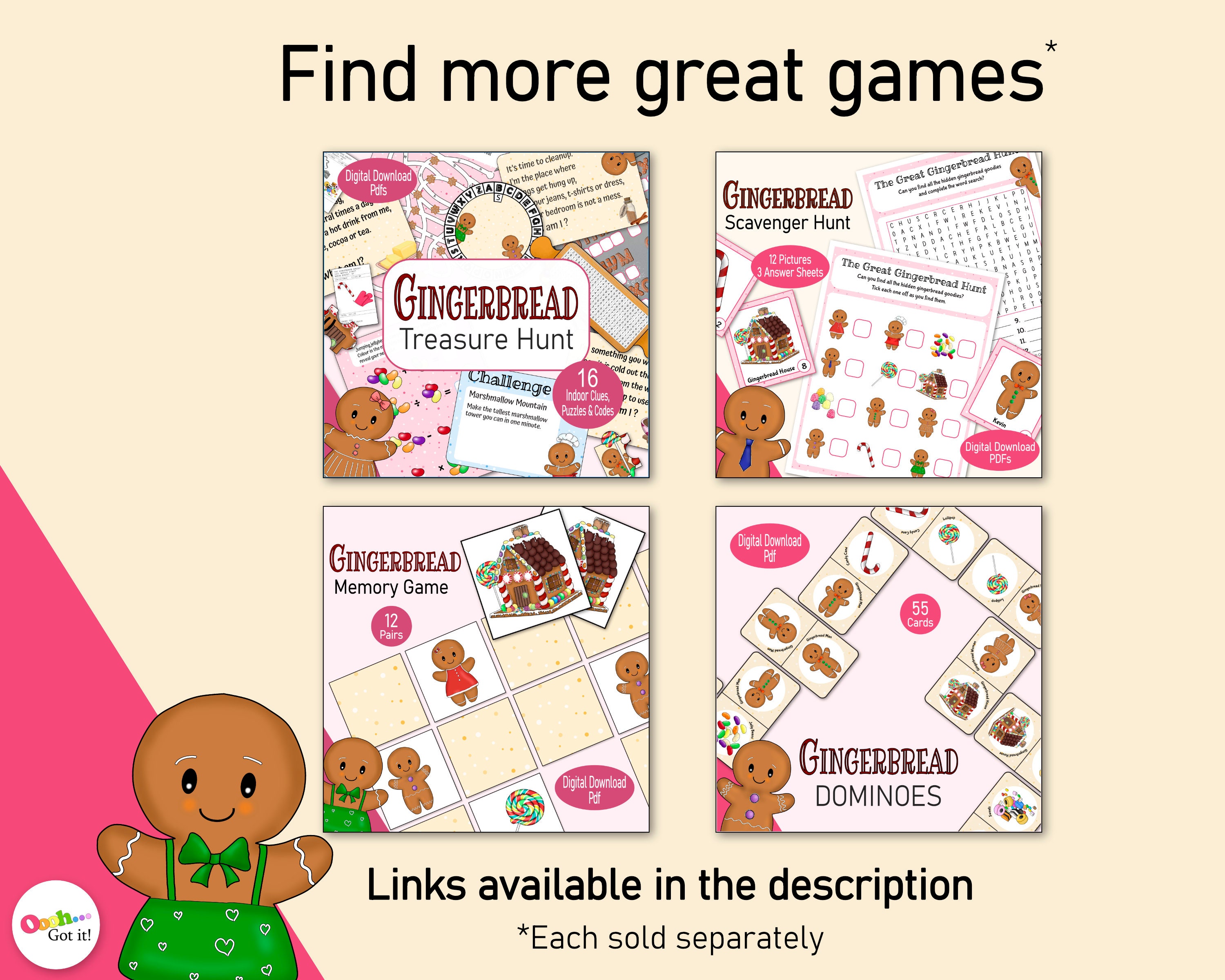 Gingerbread Bakery Bingo, a Printable Christmas Baking Party Game, for ...