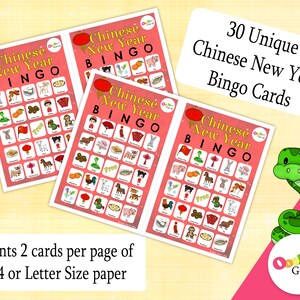 Chinese New Year Bingo Cards a Printable Lunar New Year Party - Etsy UK