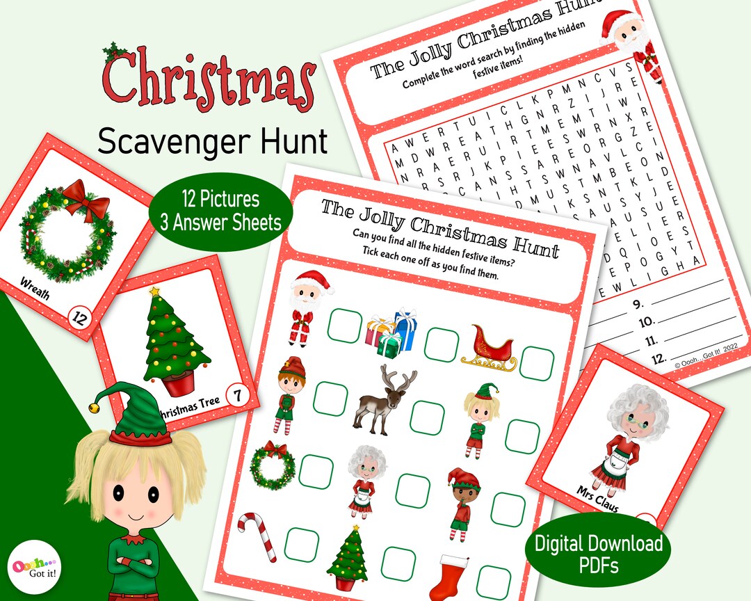 Christmas Picture Scavenger Hunt, Printable Holiday Party Game for ...