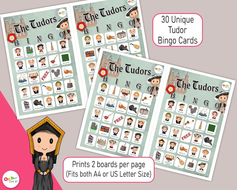 The Tudors Bingo, a British History Game Featuring Henry VIII & His Six ...
