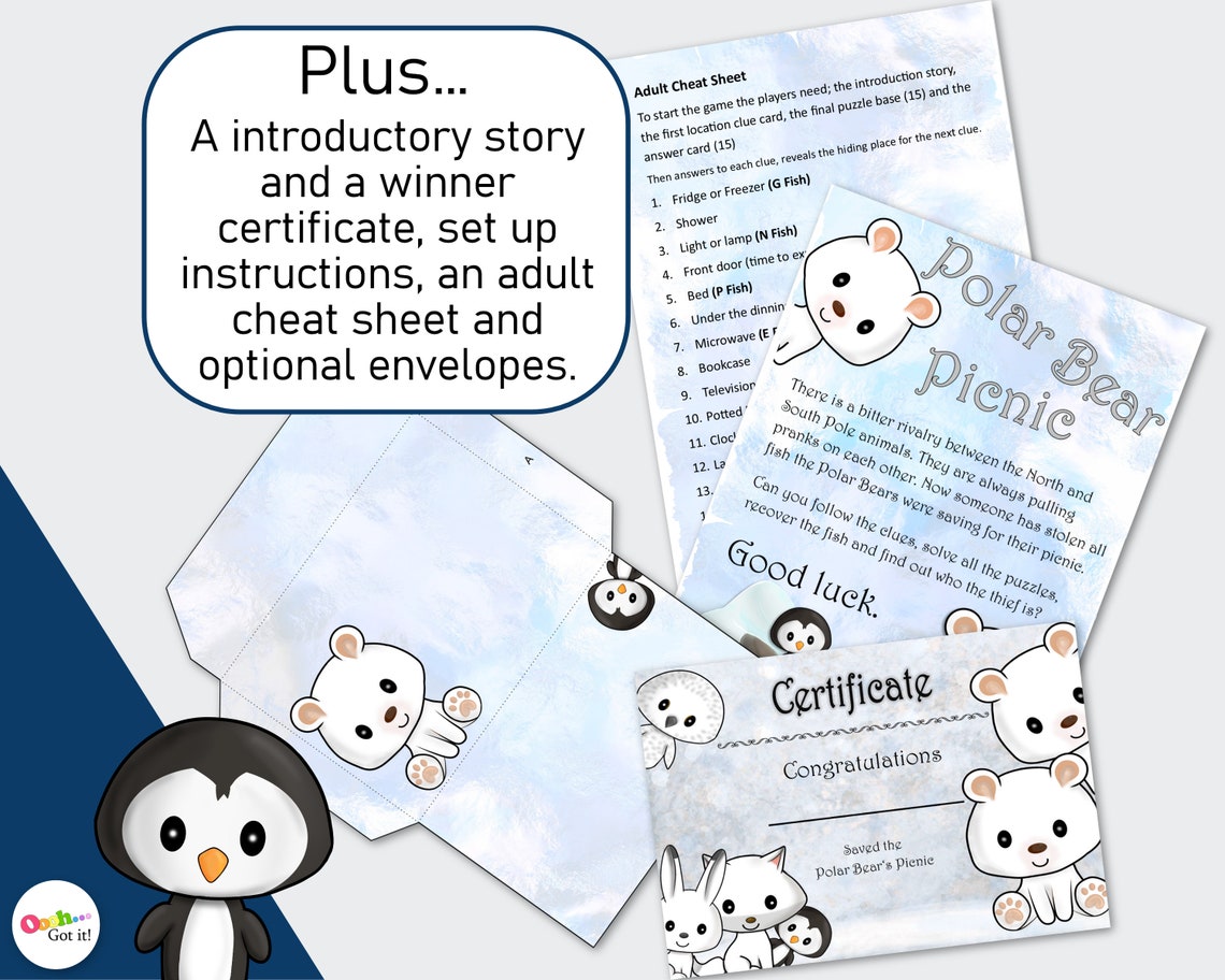 Winter Animals Treasure Hunt, Printable Indoor Arctic Scavenger Hunt ...