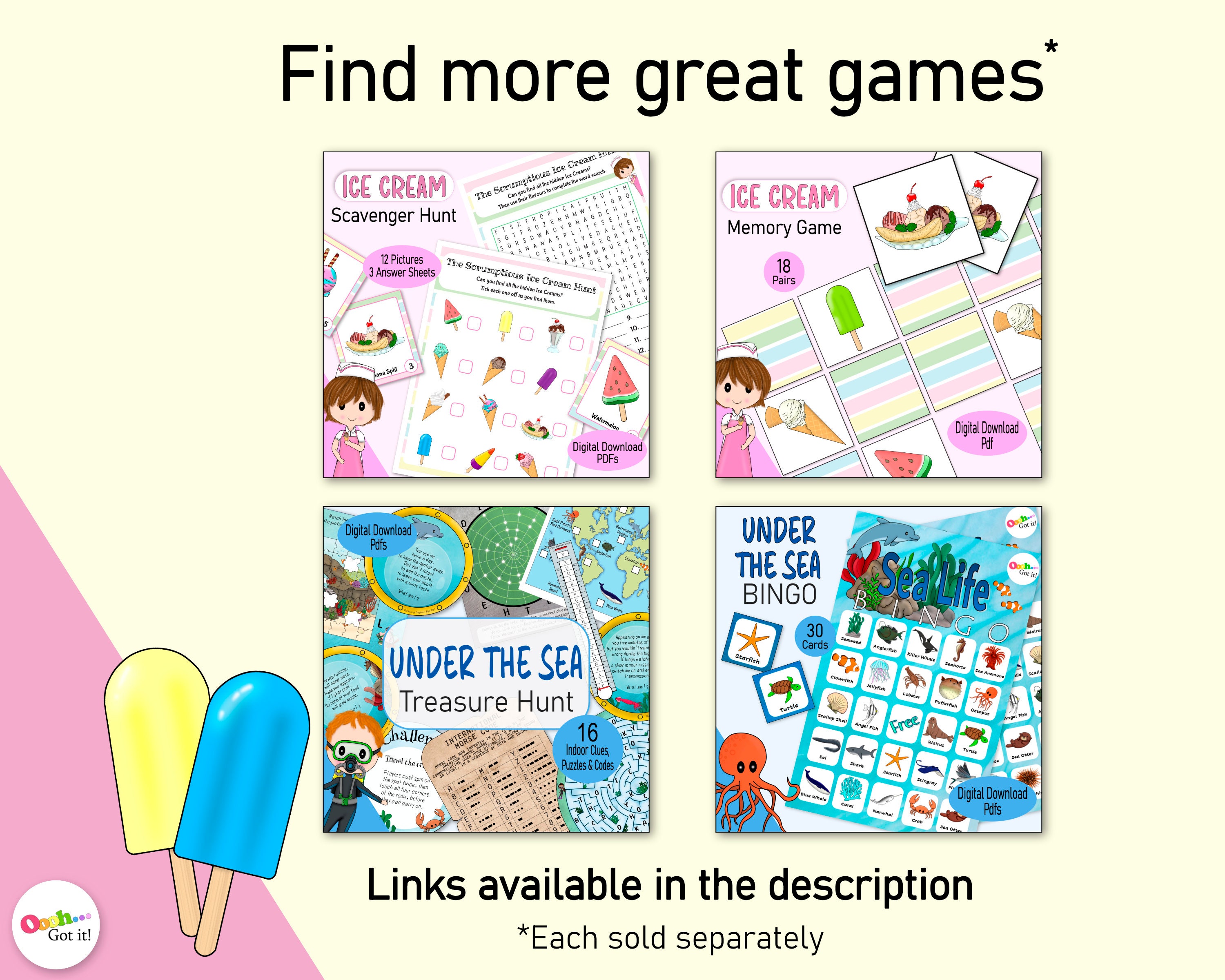 Ice Cream Bingo, a Printable Sweet Party Game, Summer Fun for Kids, a ...