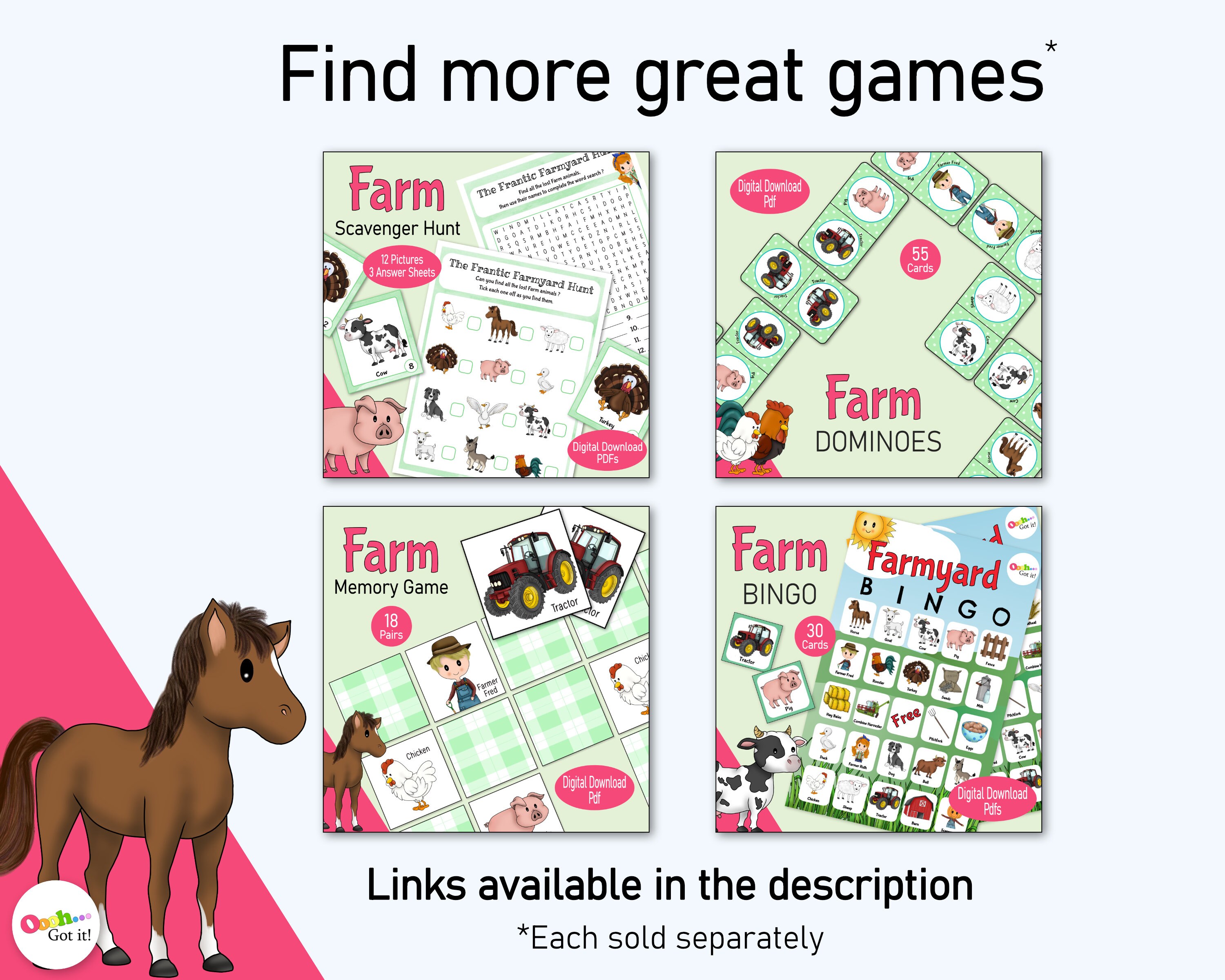 Farm Animals Bingo, a Printable Farmyard Kids Game, 30 Cards for a ... Farm Animals Bingo, a Printable Farmyard Kids Game, 30 Cards for a ...