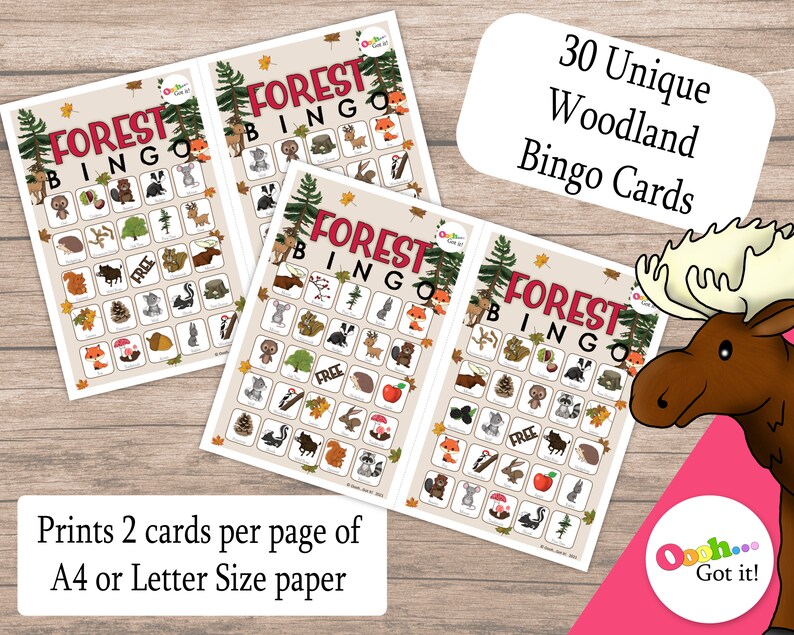 Woodland Animal Bingo Cards a Printable Autumn Forest Game - Etsy