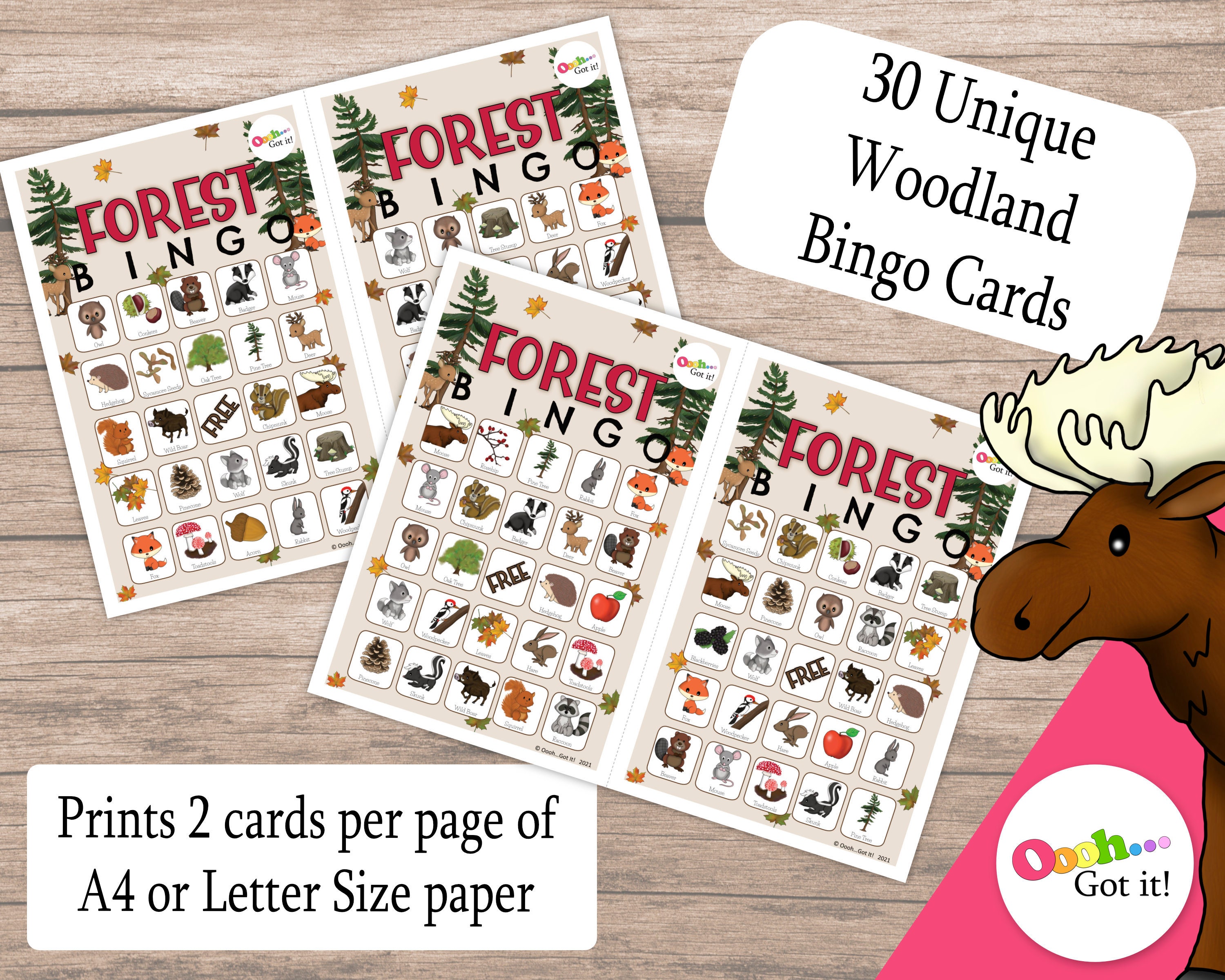 Woodland Animal Bingo Cards a Printable Autumn Forest Game - Etsy