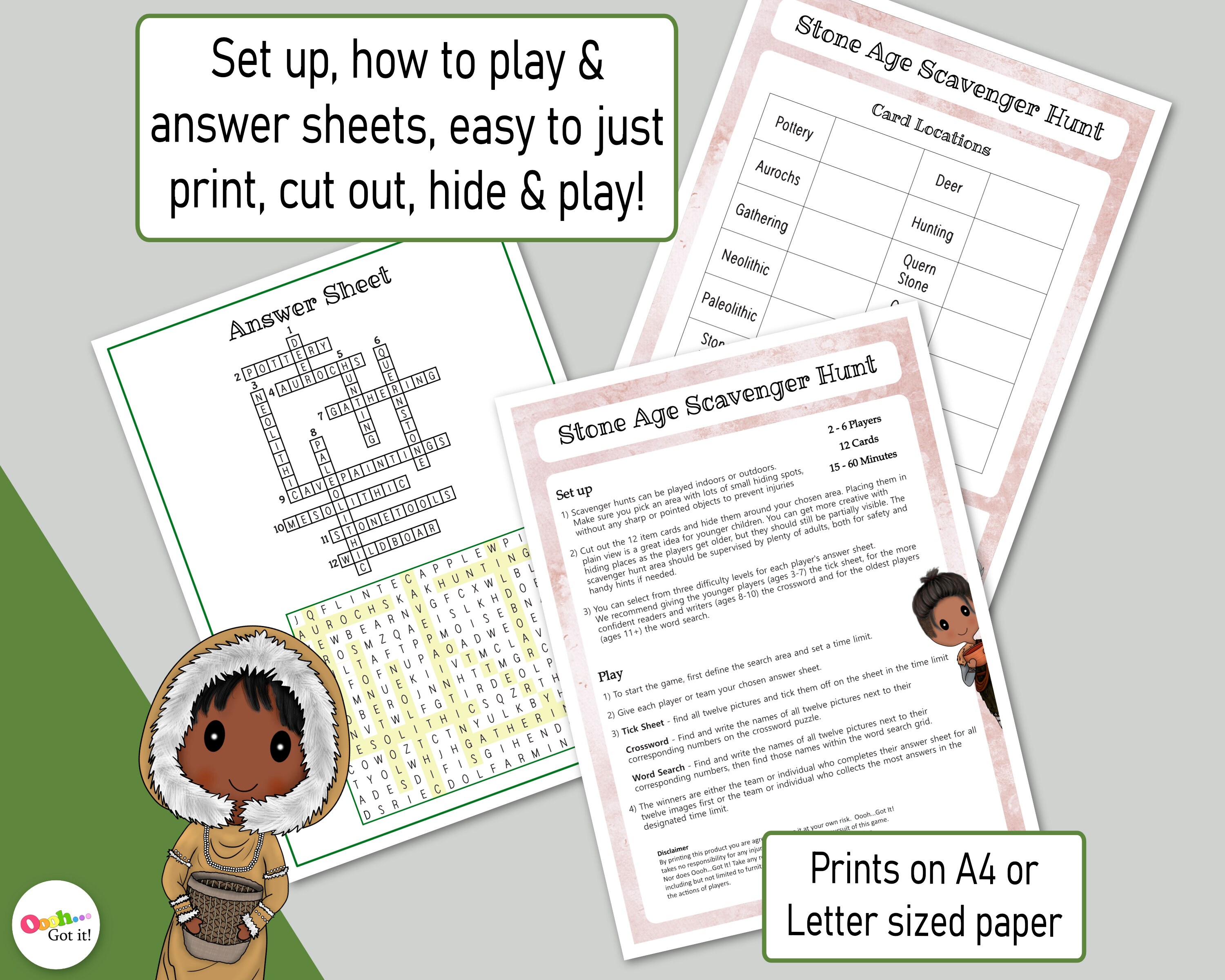 Stone Age Picture Scavenger Hunt, a Printable Prehistoric Party Game ...