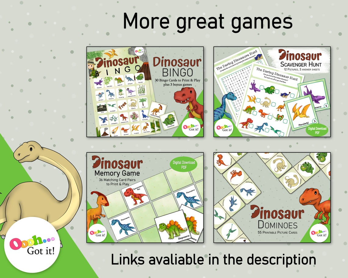 Dinosaur Dominoes a Printable Kids Matching Game for a Boys - Etsy UK