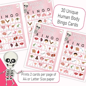 Human Body Parts Bingo, a Printable Anatomy Game for a Fun Biology ...