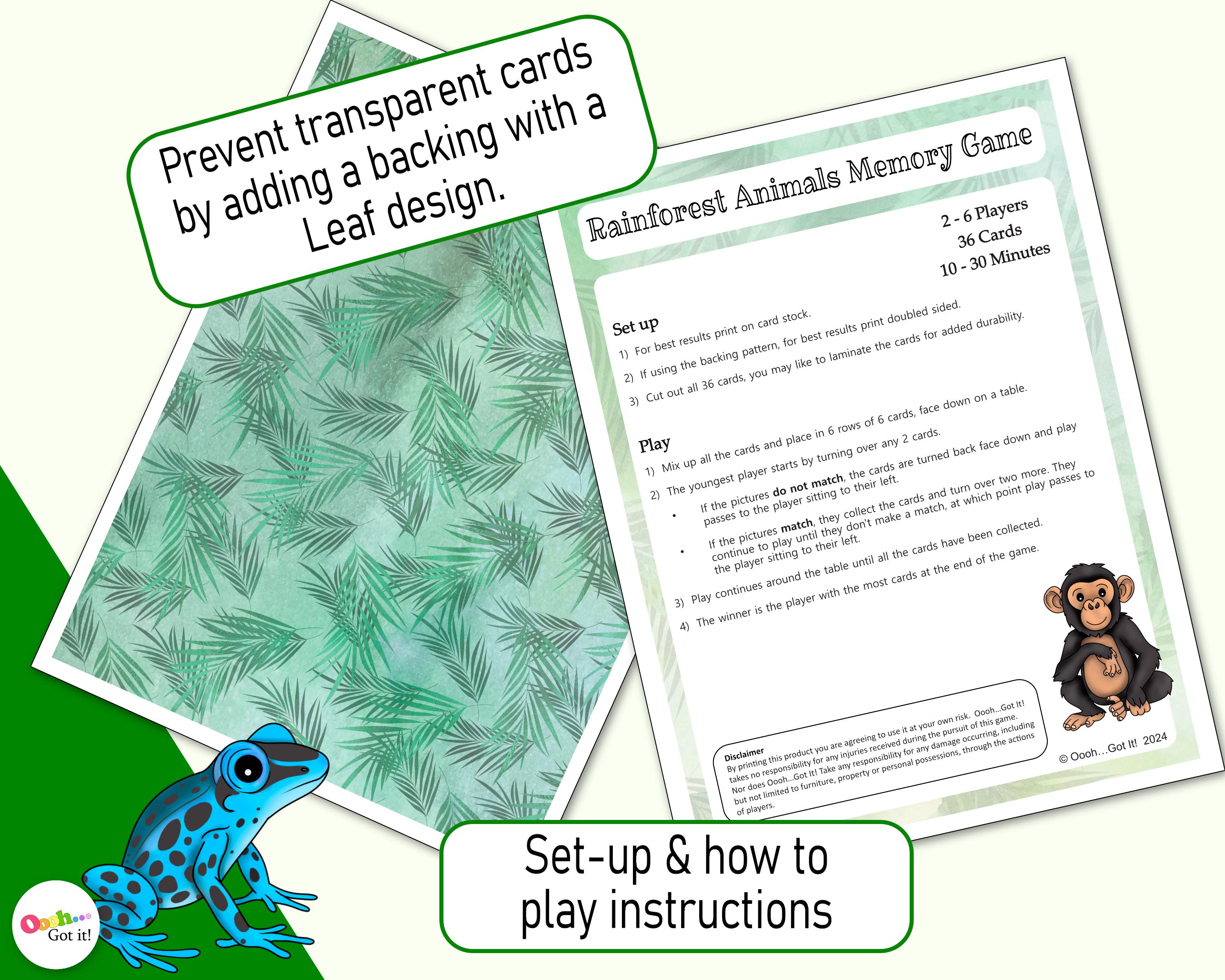 Rainforest Animal Memory Cards – A Fun Printable Jungle Wildlife ...