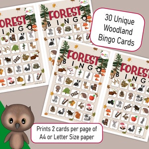 Woodland Animal Bingo Cards, a Printable Autumn Forest Game, for a ...