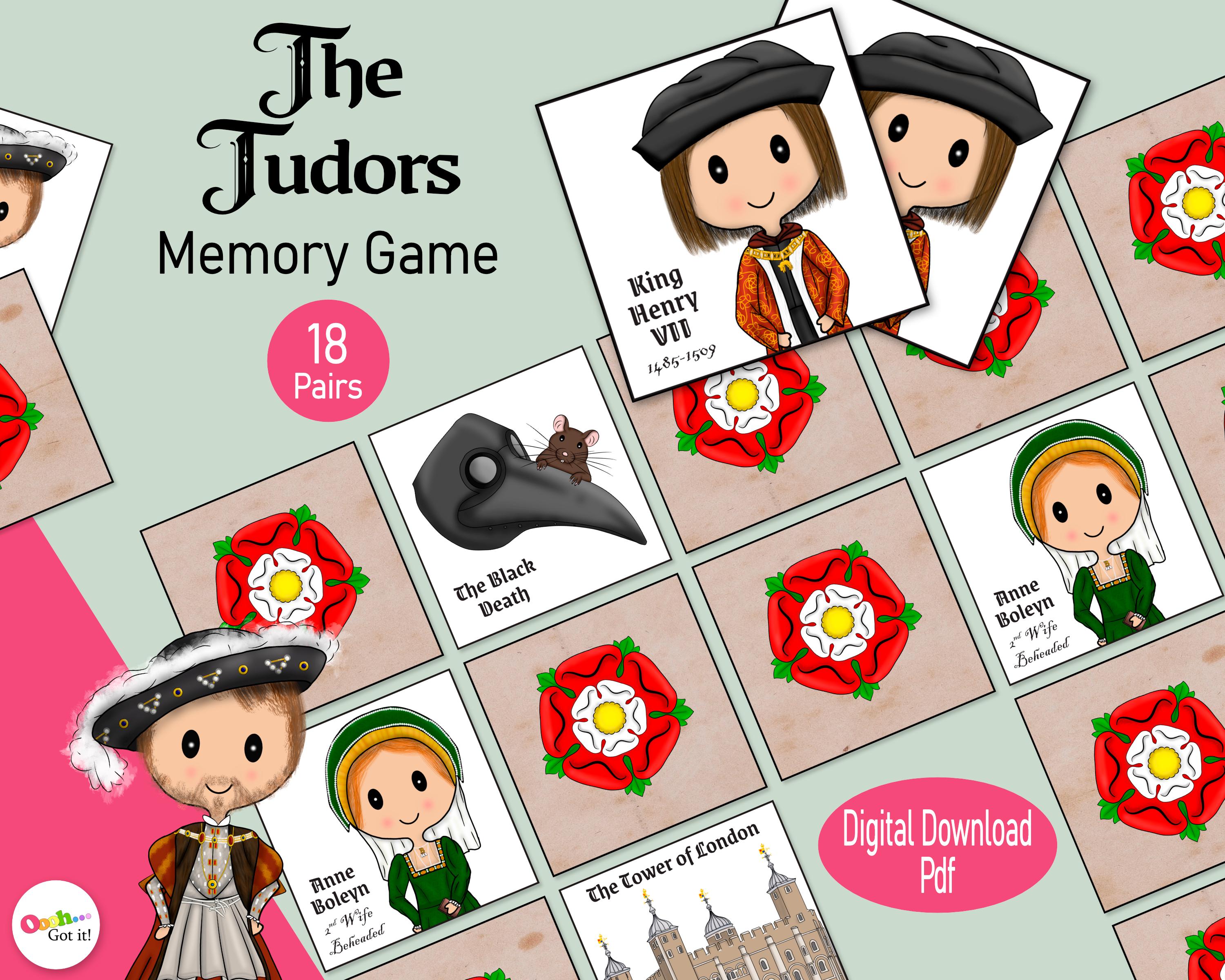 The Tudors Memory Card Game, a Printable British History, Picture ...