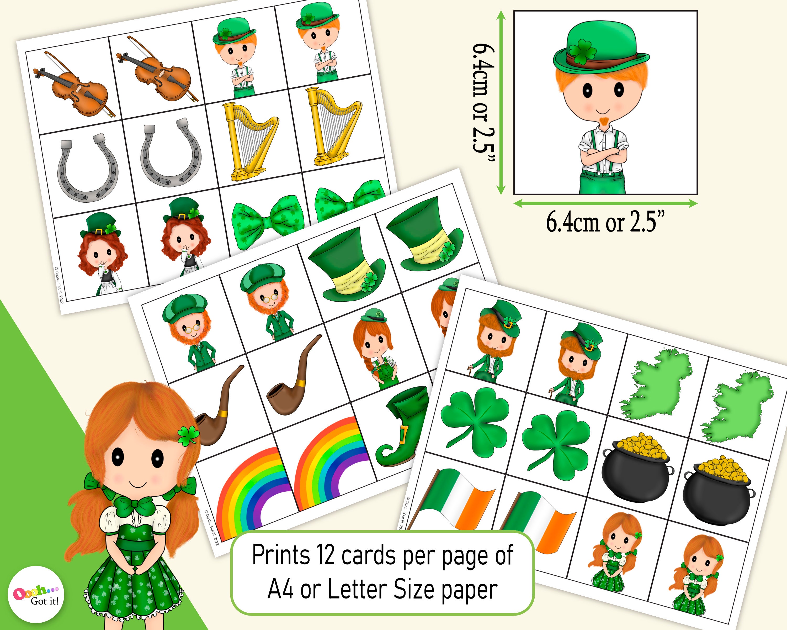 St Patrick's Day Memory Card Game, a Printable Leprechaun Picture ...