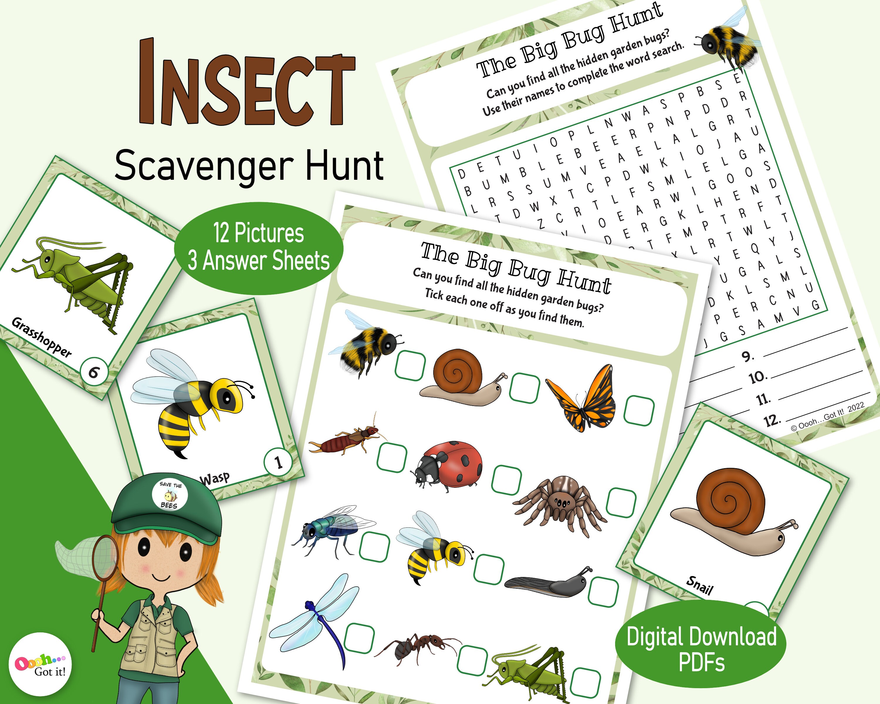 Bug Scavenger Hunt, a Printable Creepy Crawler Picture Matching Game ...
